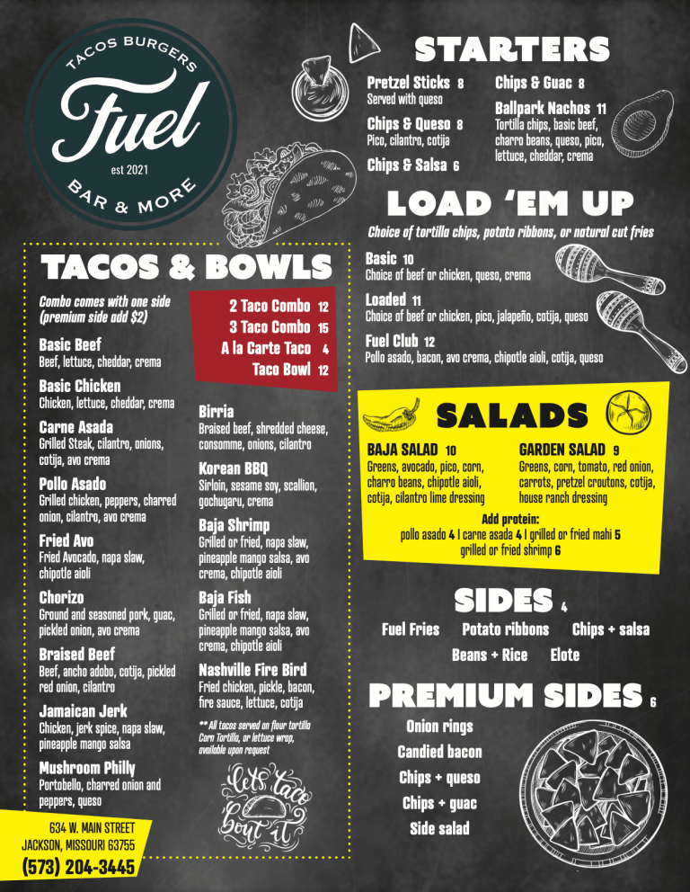 Fuel | Jackson, MO – Tacos Burgers Bar & More